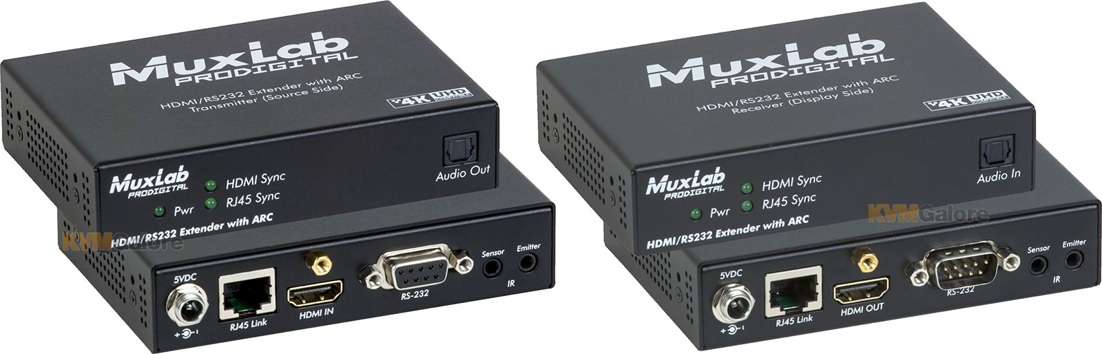 MuxLab | UHD-4K/60 HDMI/RS232 HDBaseT Extender Kit with ARC | 500458-ARC